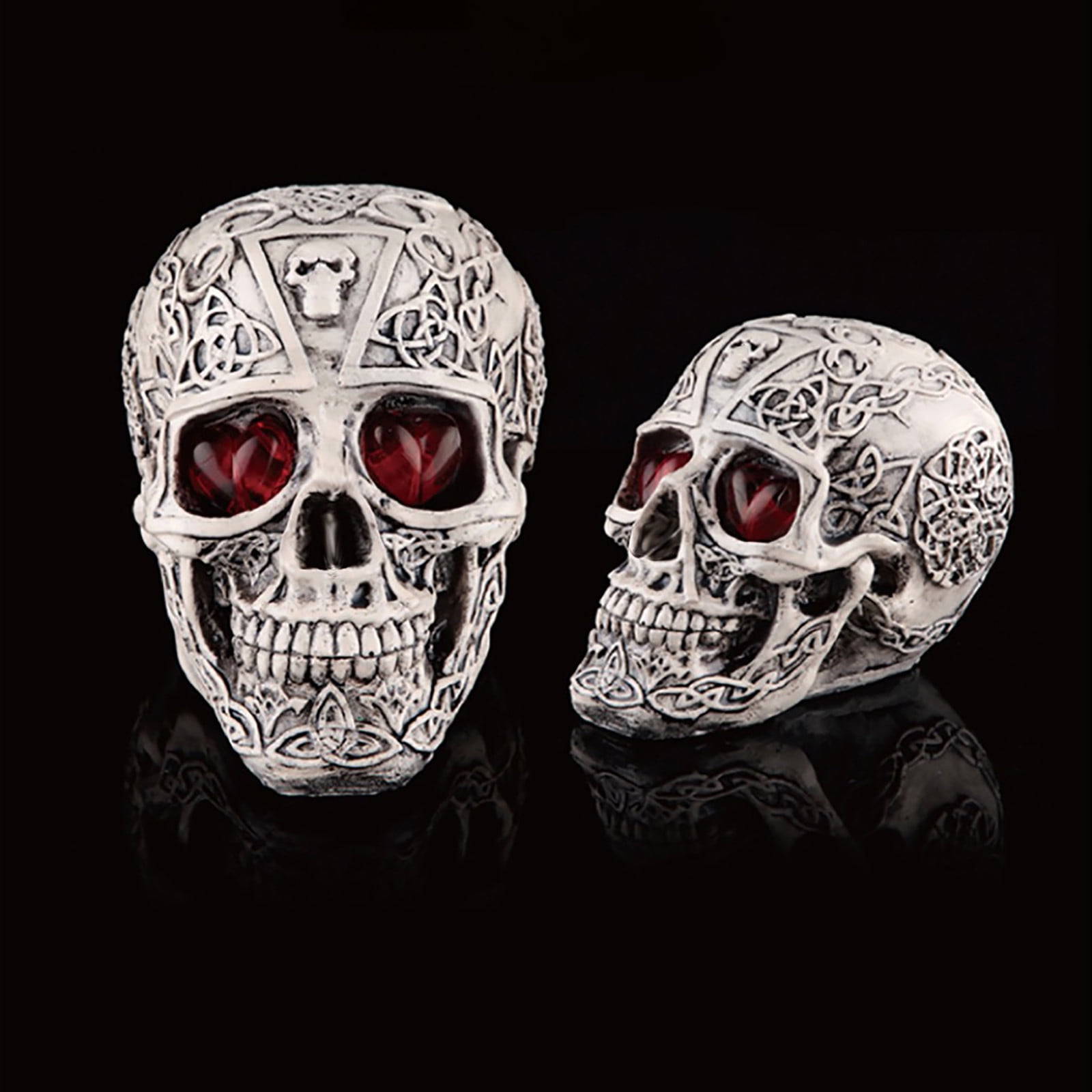 Augper Holiday Life Size Human Skull Sculpture with LED Light Up ...
