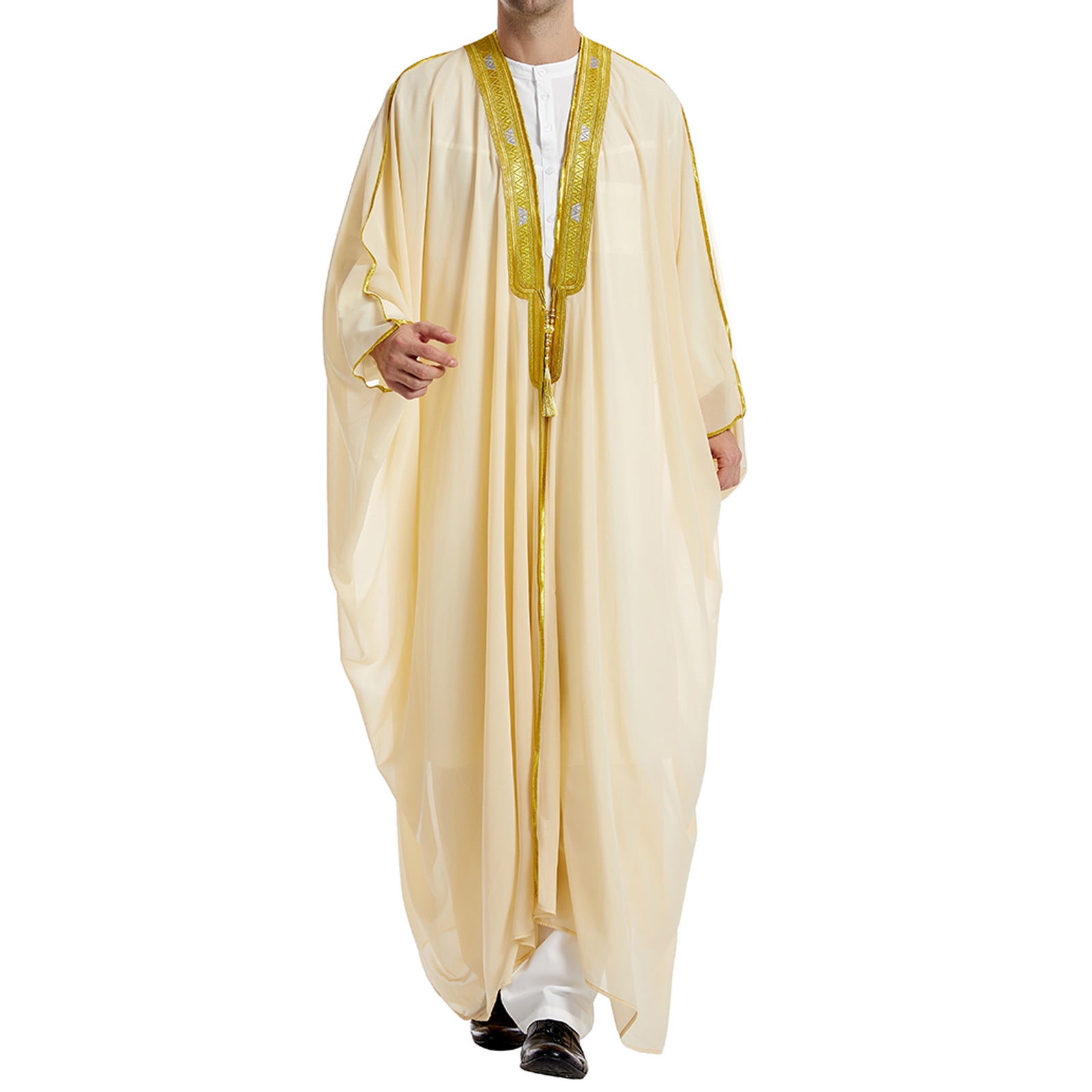 Augper Men's Muslim Robe Arab Middle Robe Long Style Long Sleeve ...