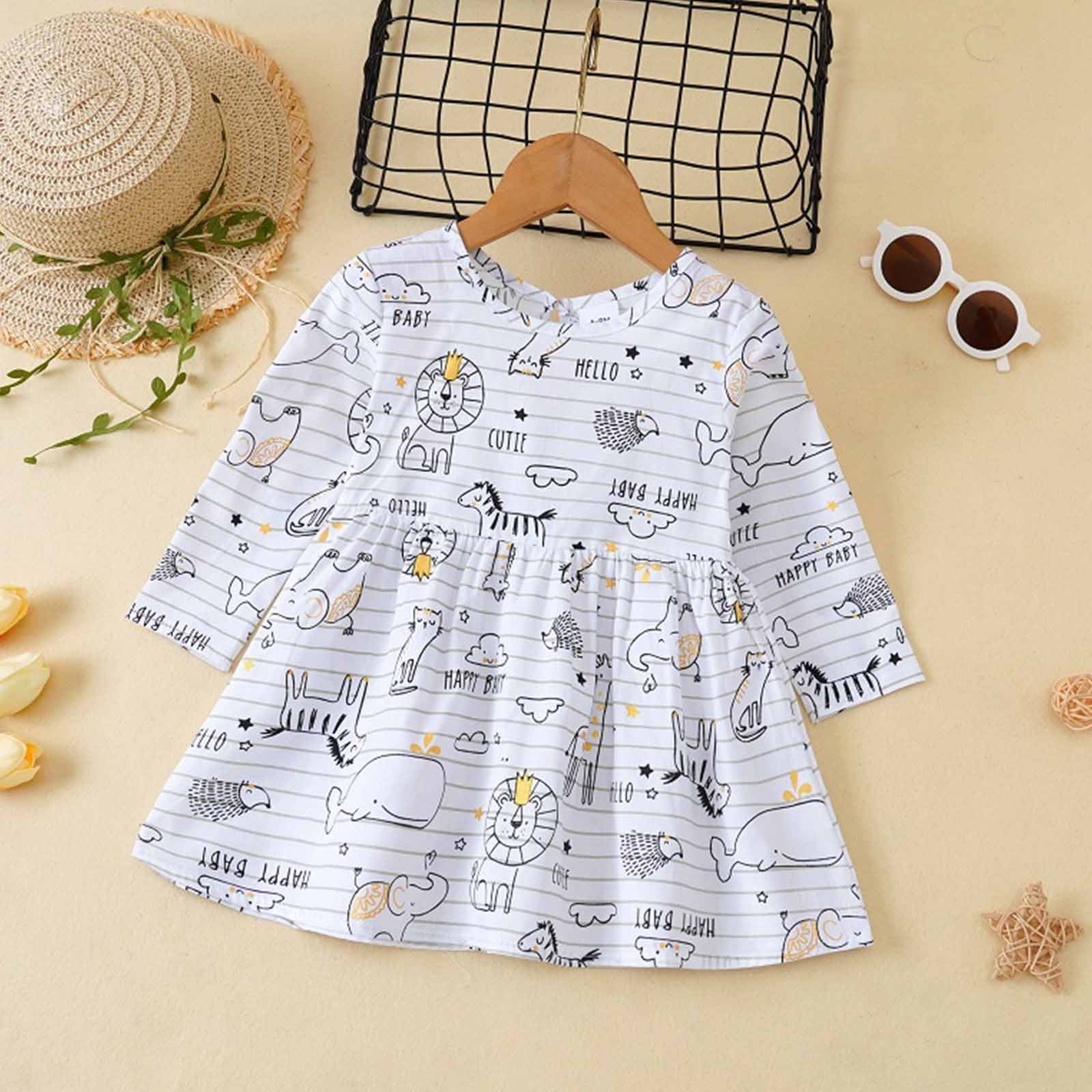 Augper Spring Baby Girls Long-sleeve Floral Cotton Dress - Walmart.com