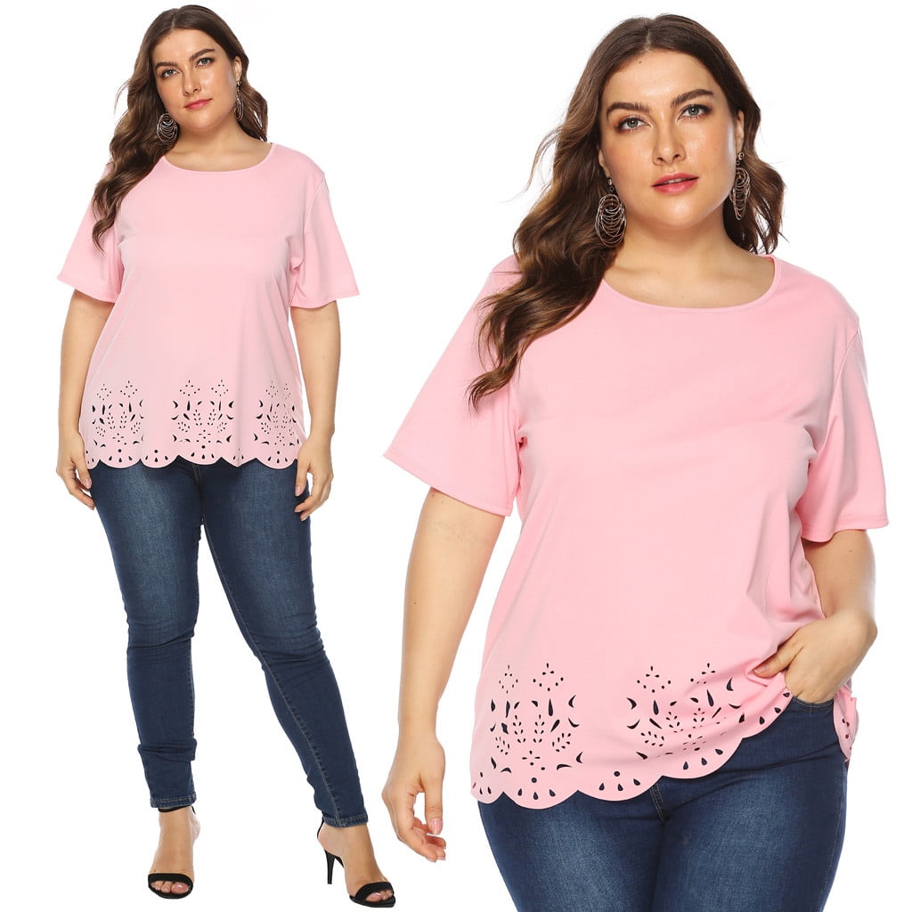 Augper Spring Tops for Women 2024 Casual Summer Plus Size Short Sleeve ...