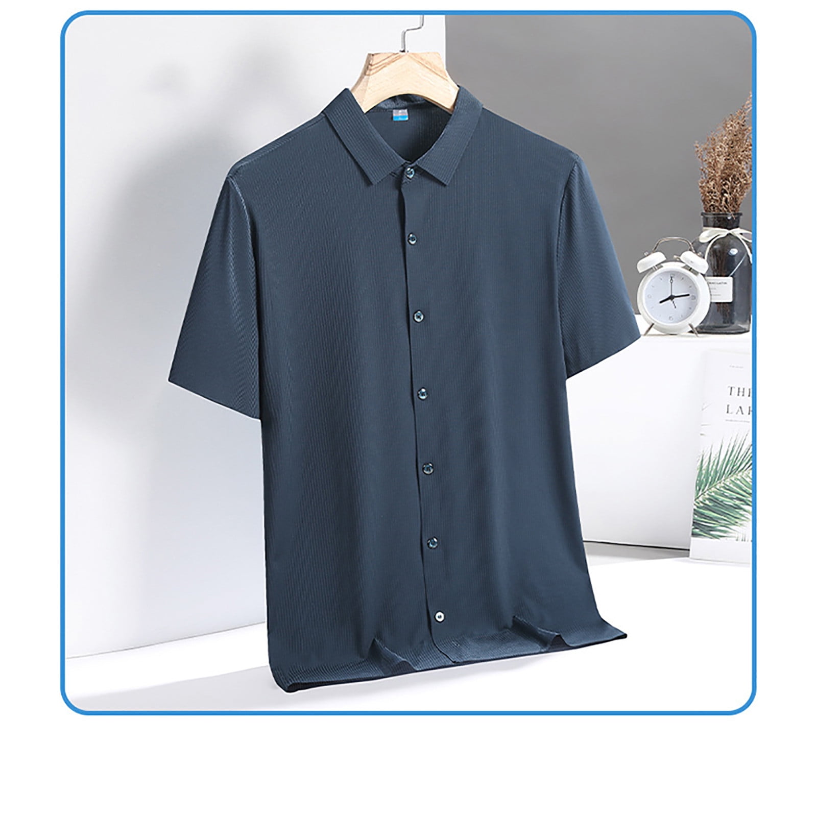 Augper Summer Ice Silk Shirt Workwear Thin Ice Feel Double Size Loose ...