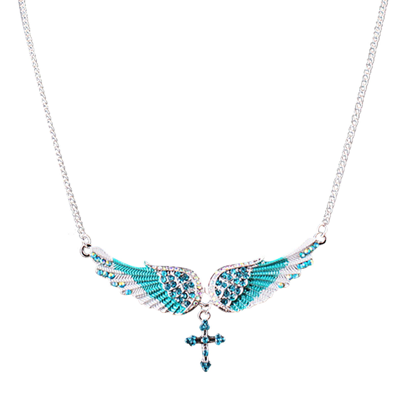 Augper Valentine's Day Angel Wing Pendant Necklace Chain For Women ...