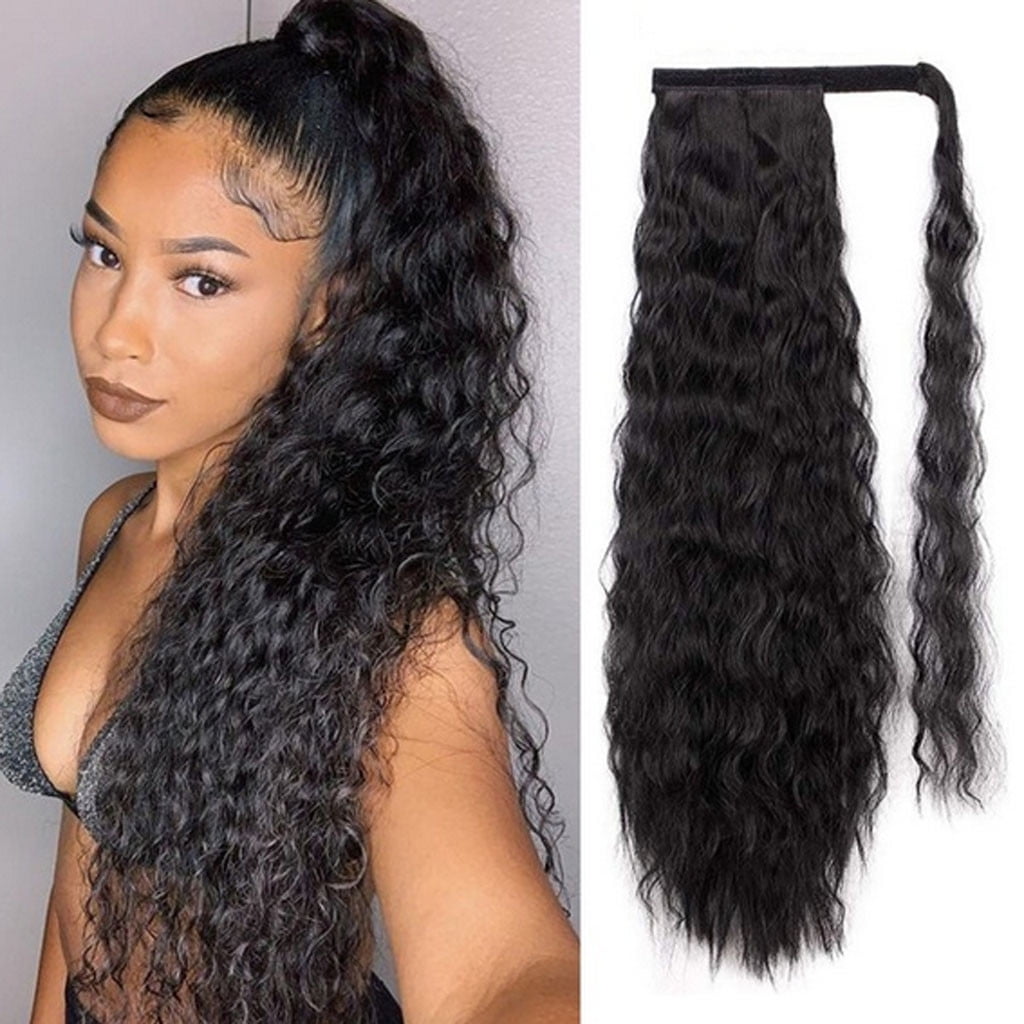 Augper Wavy Curly Clip-In Ponytail Hair Extensions - Synthetic Natural ...
