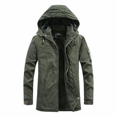 Men's Cotton Cargo Jacket Winter Sherpa Fleece Lined Work Jacket Coats ...