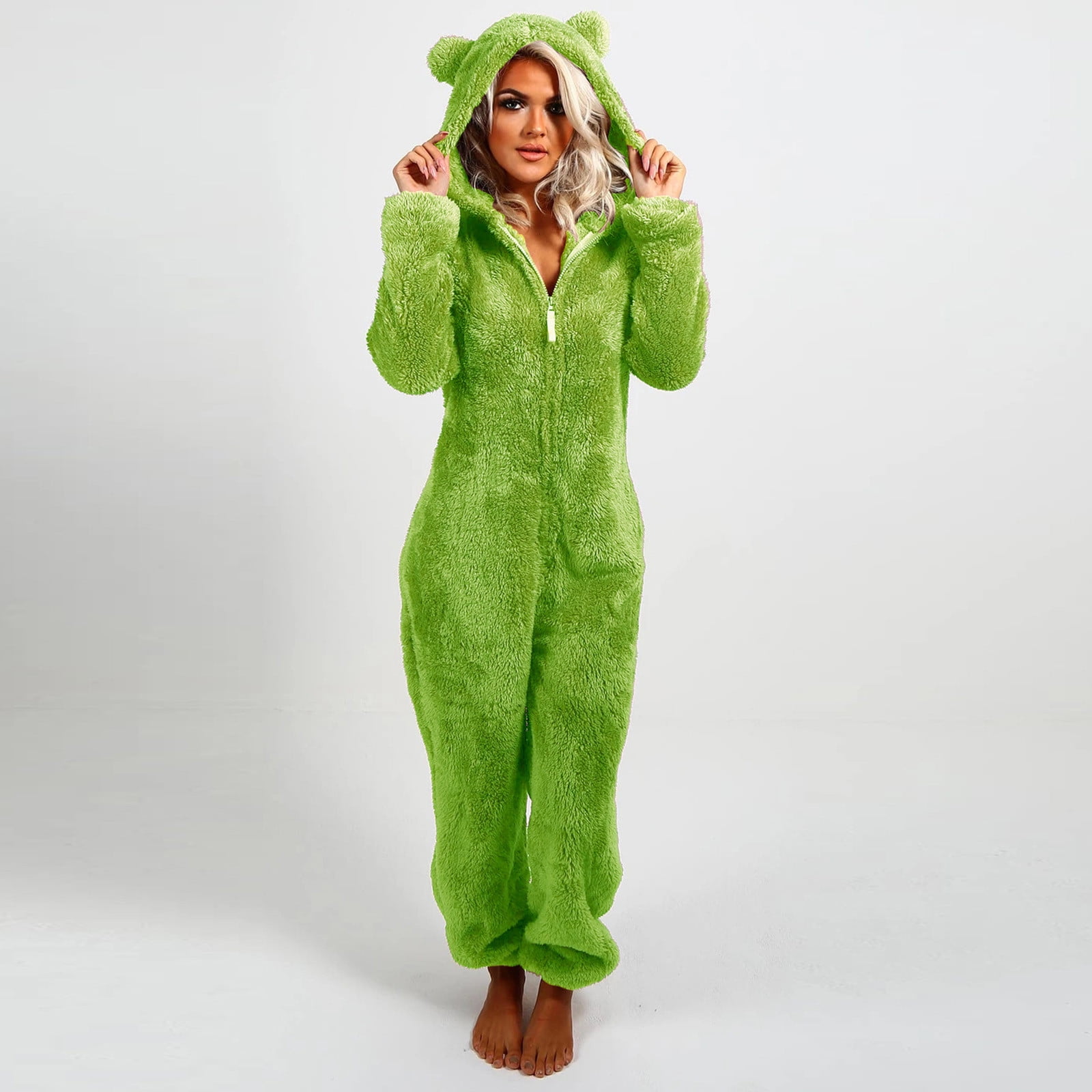 Augper Women Costume Long Sleeve Onesie Fuzzy Pajama Plush Hooded