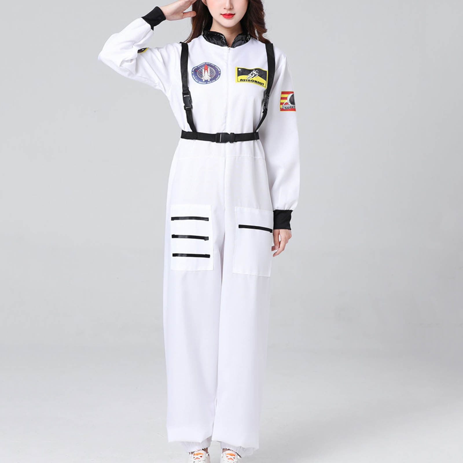 Augper Women's Space Spaceman Outfit Shiny Carnival Costume Overall ...