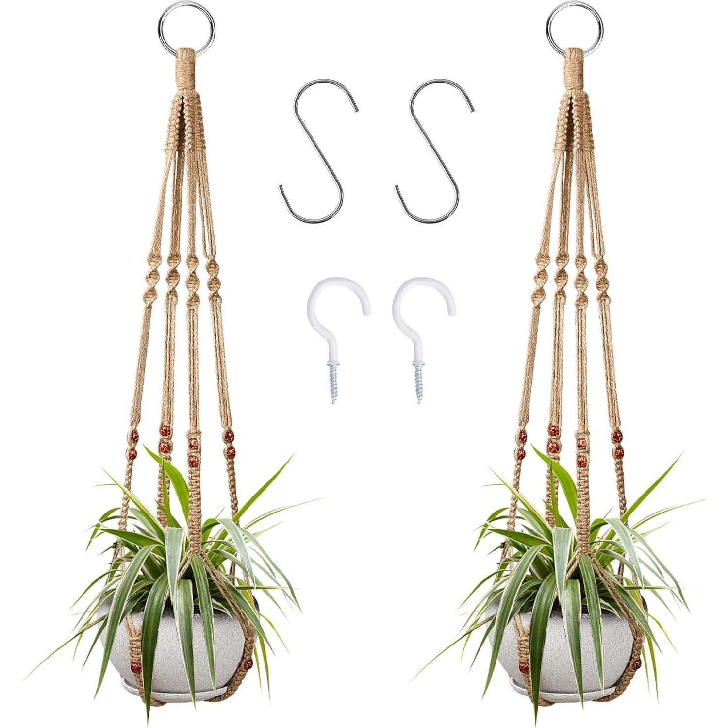 Augshy 2 Pcs Plant Hangers Hanging Plant Holder for Indoor Outdoor ...