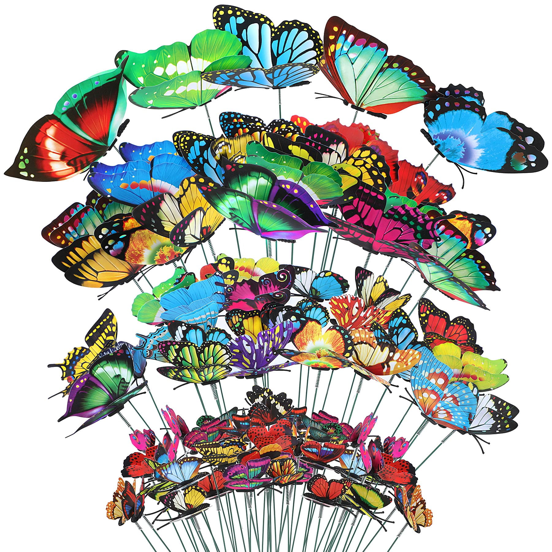 Augshy 75PCS Butterfly Decorations IFF17 Stakes, Garden Butterflies ...