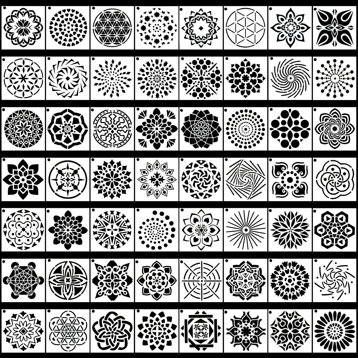 Augshy Mandala Stencils, 56 Pack Mandala Dot Painting Stencils for DIY ...
