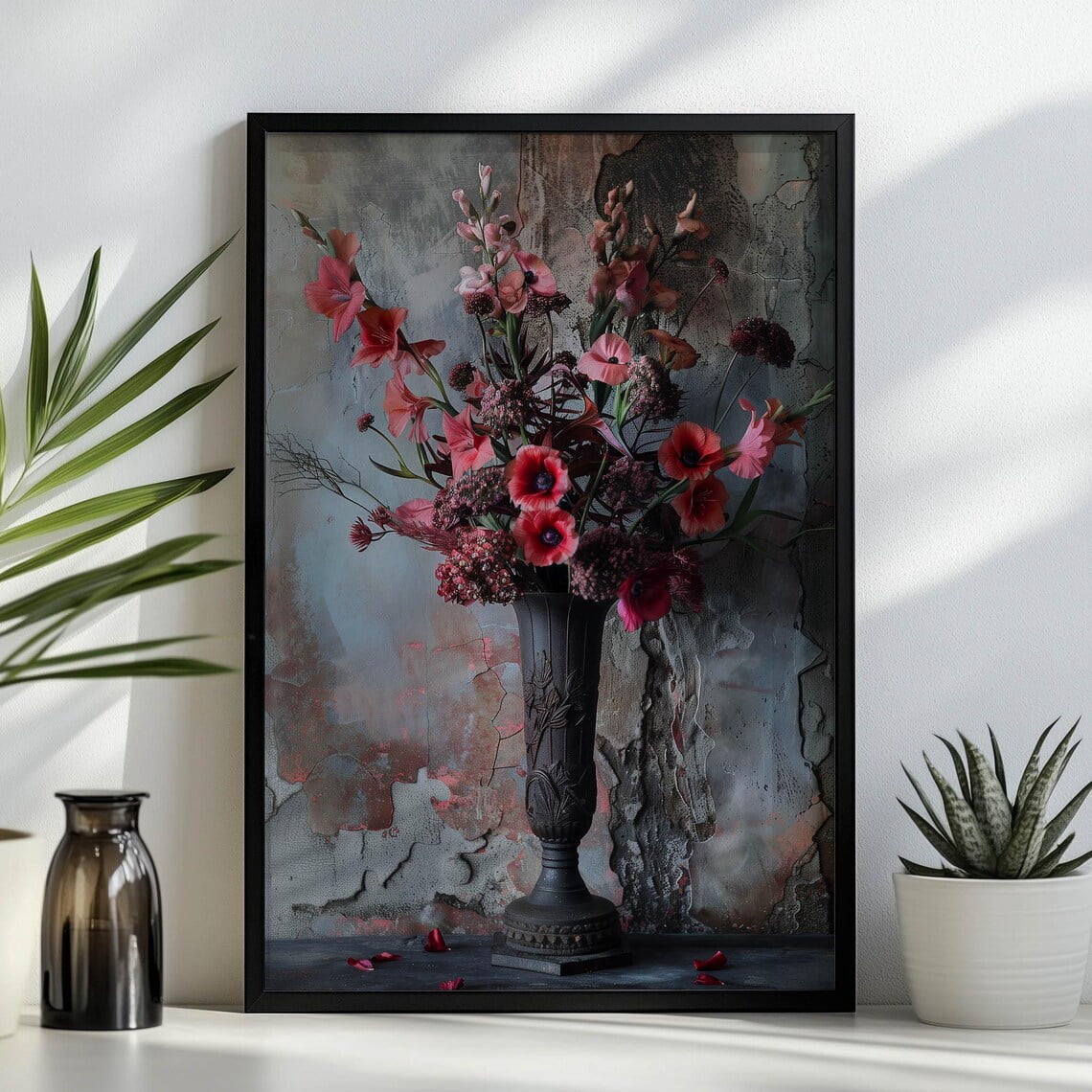 August Birth Flower Print, Gladiolus In Dark Vase, Unframed Paper ...