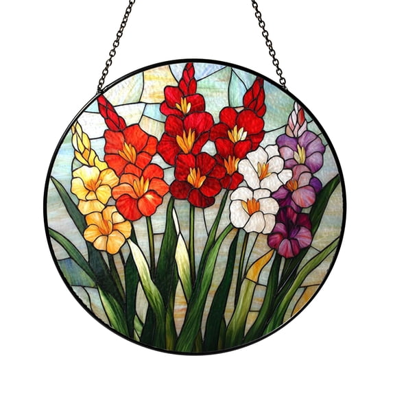 August Birth Month Flower Glass Suncatcher Window Hanging, Gladiolus ...