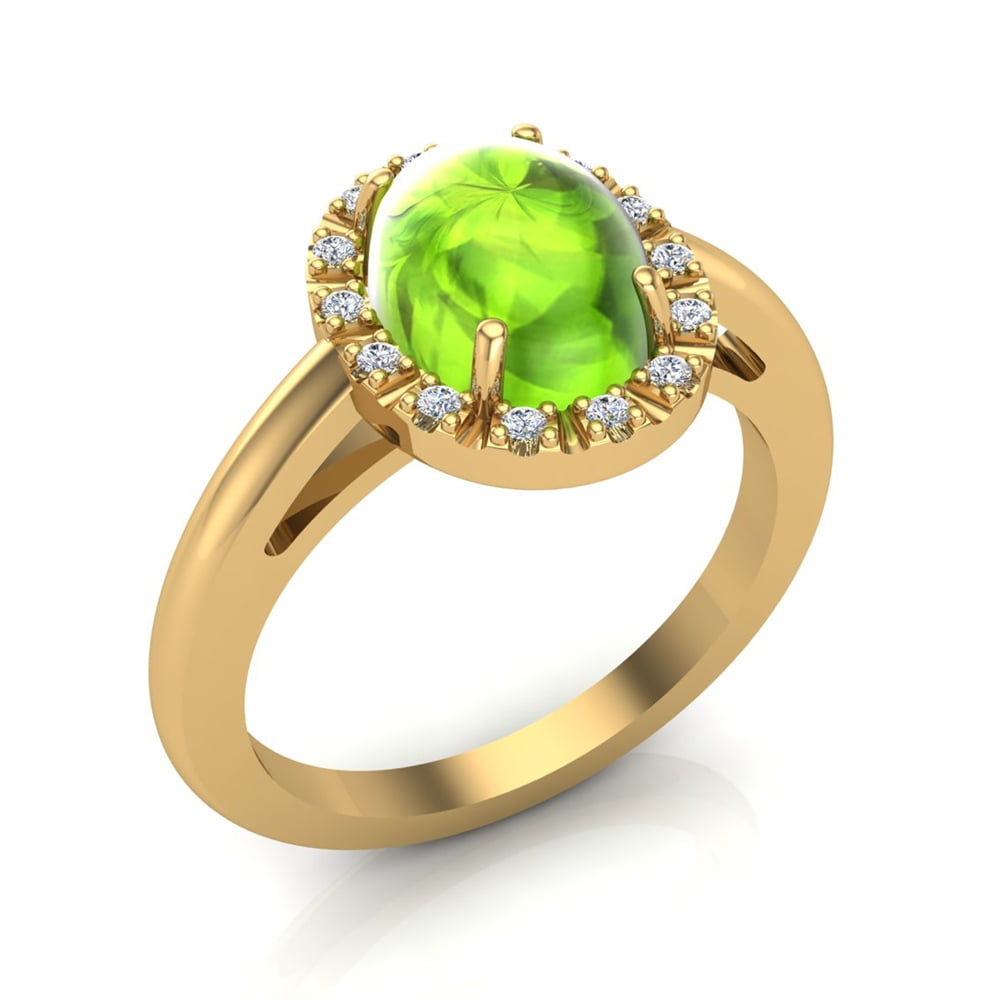 August Birthstone Peridot 14K Gold Diamond Ring 2.10 CT TW - Walmart.com