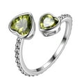 August Birthstone Ring Peridot 925 Sterling Silver Double Hearts Rings ...