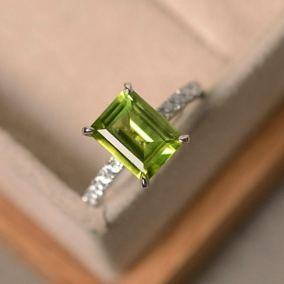 August Birthstone Ring · Peridot Ring · Rectangle Ring · Emerald Cut ...