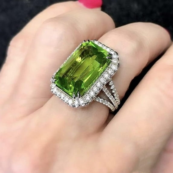 August Birthstone Ring · Peridot Ring · Rectangle Ring · Emerald Cut ...