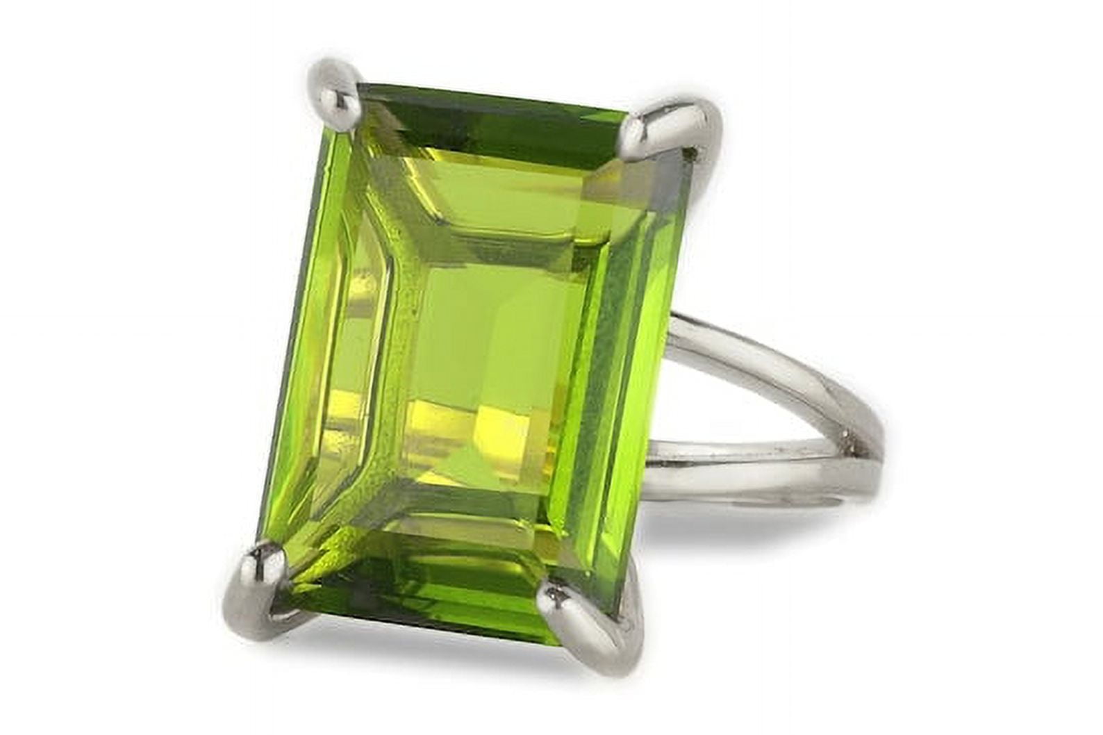 August Birthstone Ring Peridot Ring Rectangle Ring Emerald Cut Ring ...