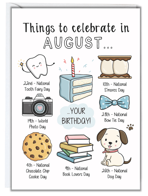 August Celebration Card – "Things to Celebrate in August" – Fun ...