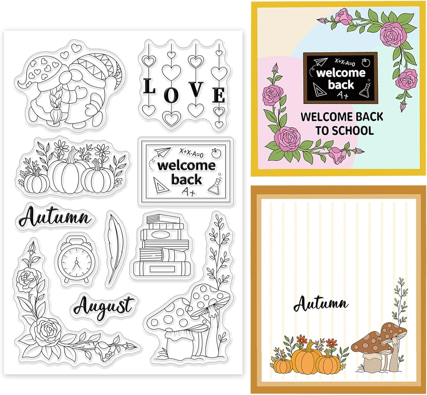August Clear Stamps Autumn Welcome Back Reusable Silicone Stamps Making ...
