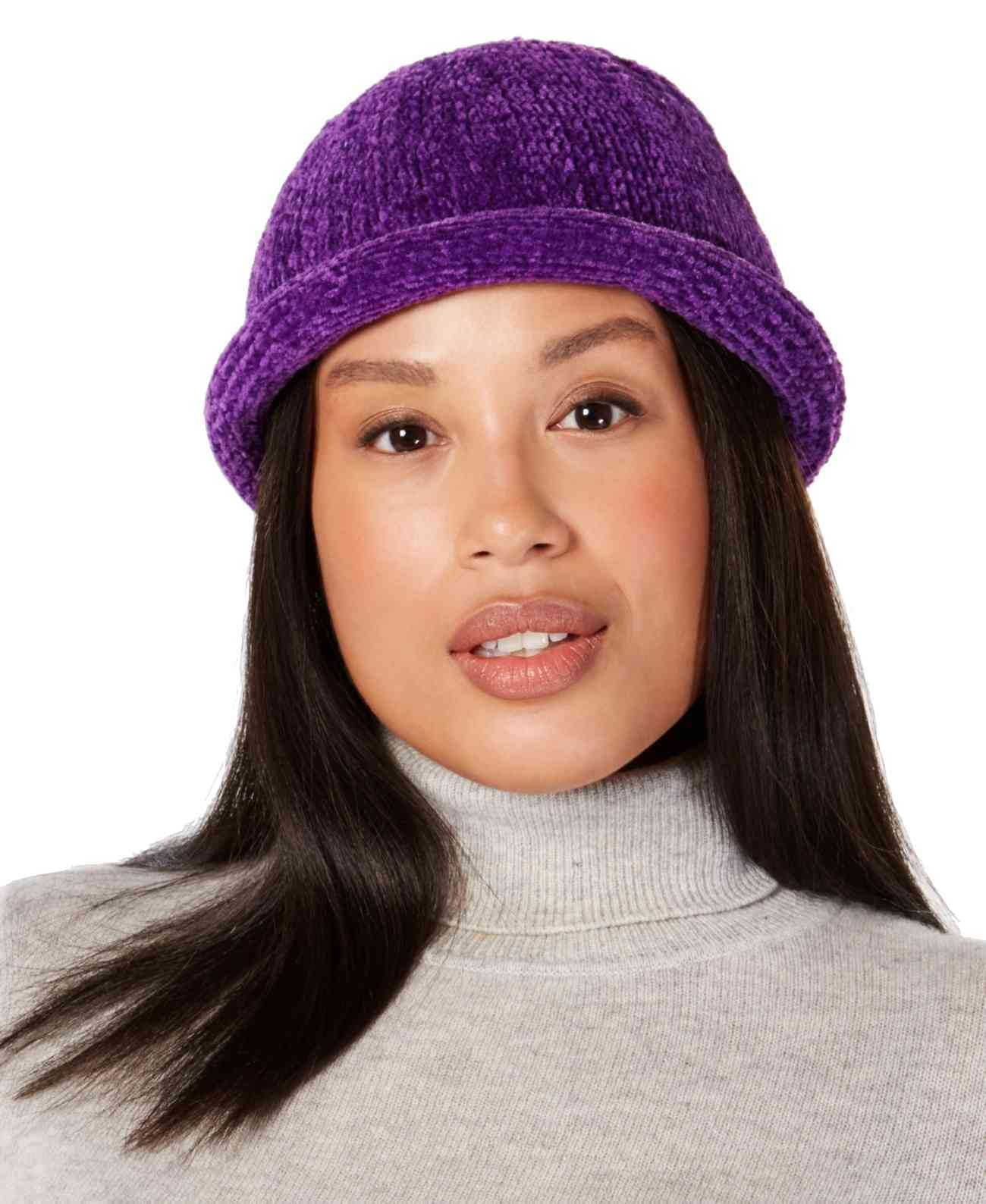 August Hat Chenille Roll-Up Hat (Purple, One Size) - Walmart.com