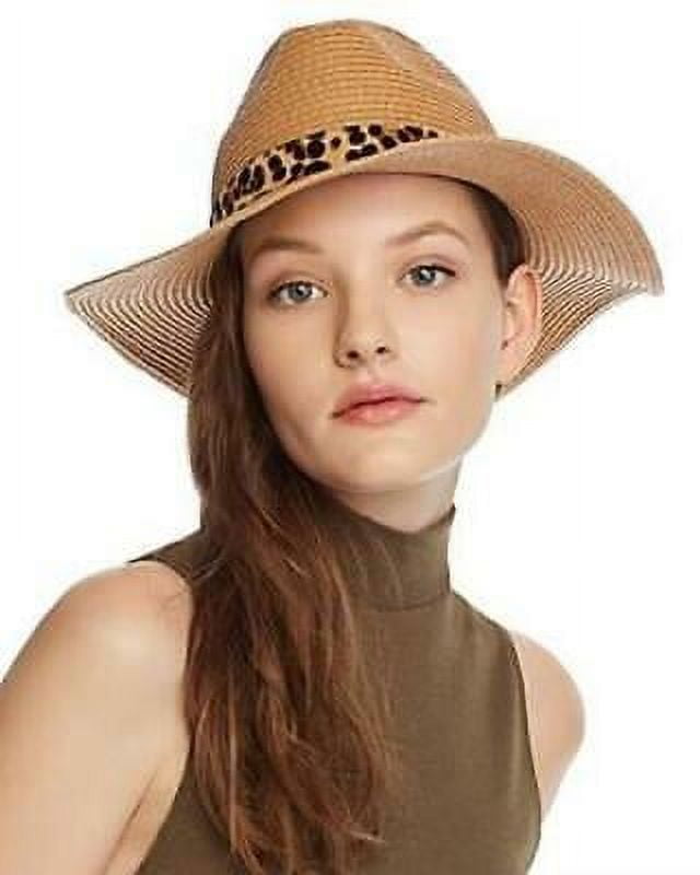 August Hat Leopard Print Ribbon-Trim Calf Hair Banded Panama Hats Brown ...