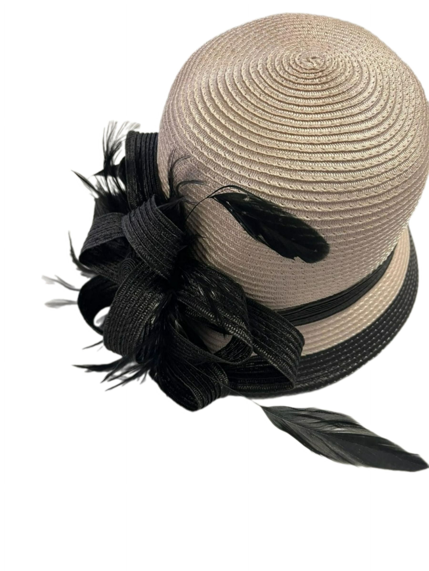 August Hats Hibiscus Cloche Hat, One Size, Cream/Black - Walmart.com