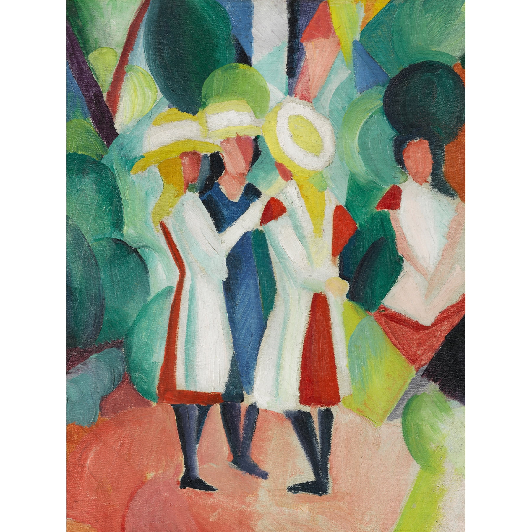 August Macke Three Girls In Yellow Straw Hats Extra Large Art Print ...