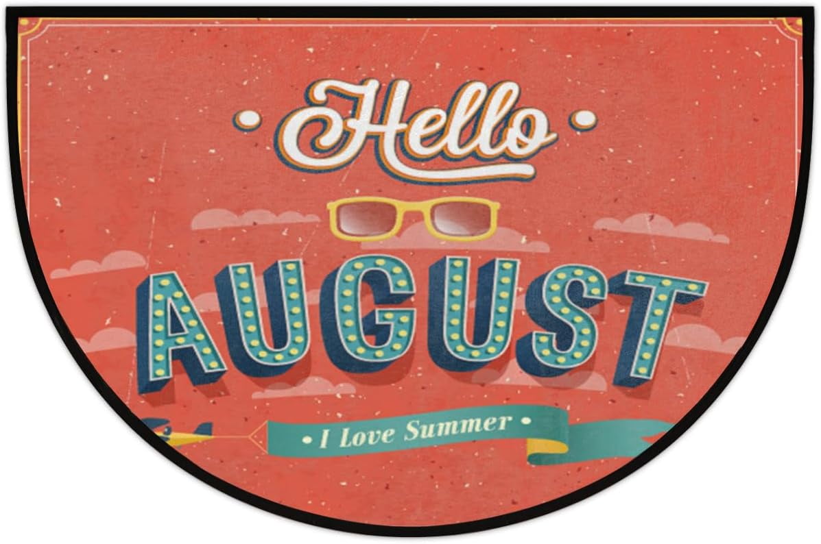 August Month Summer Half Round Door Mat Non-Slip Welcome Mat Indoor ...