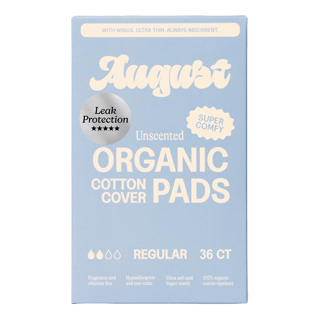 August Organic Cotton Cover Pads with Wings, Regular, Unscented, 36 ...