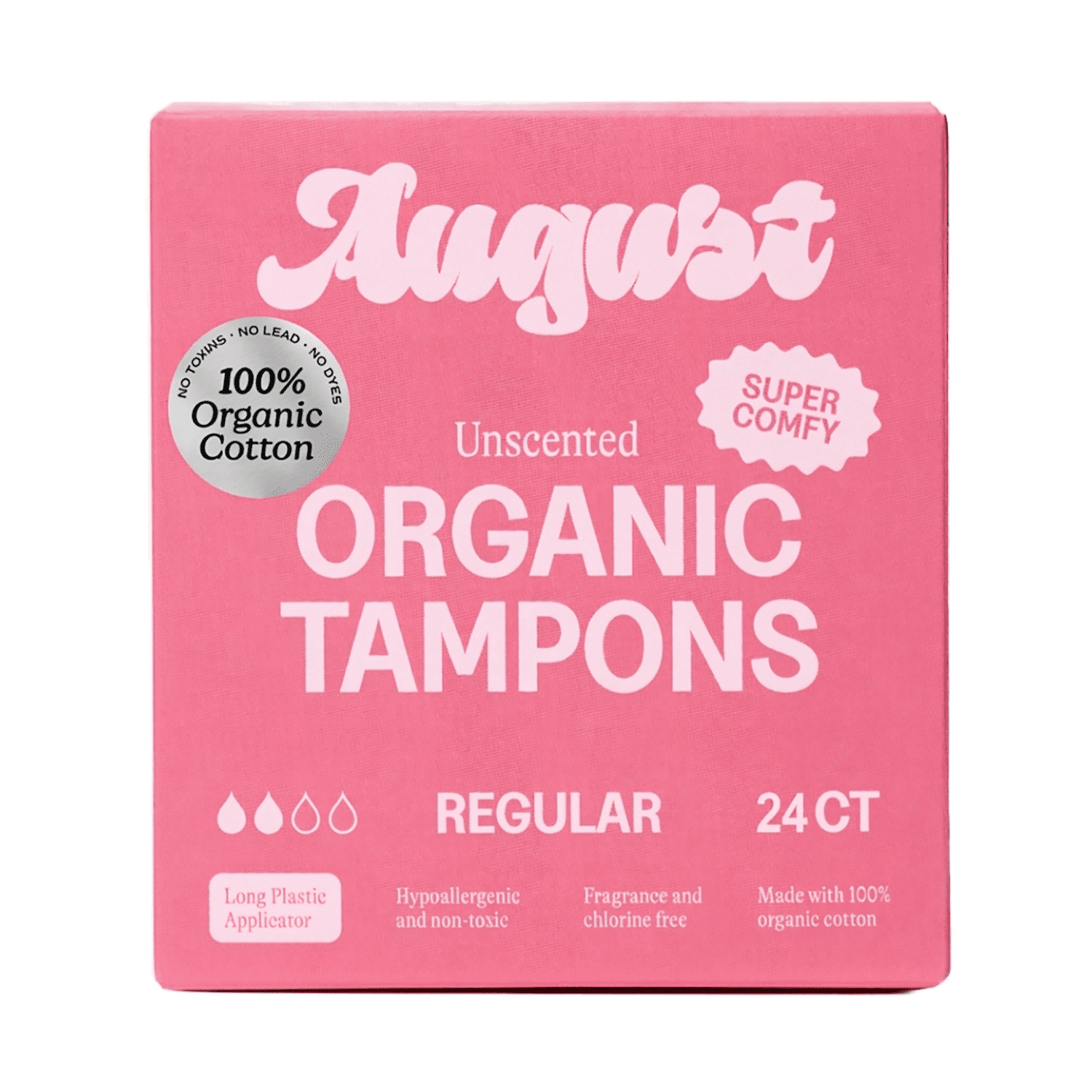 August Organic Cotton Regular Tampons, 24 Count - Walmart.com