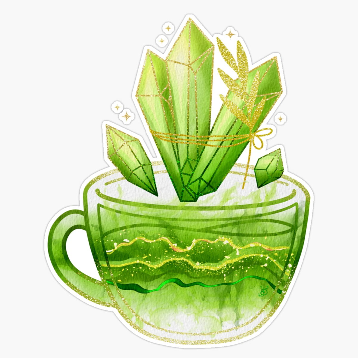 August Peridot Birthstone Teacup Beautiful Green Crystal Ceramic Floral ...