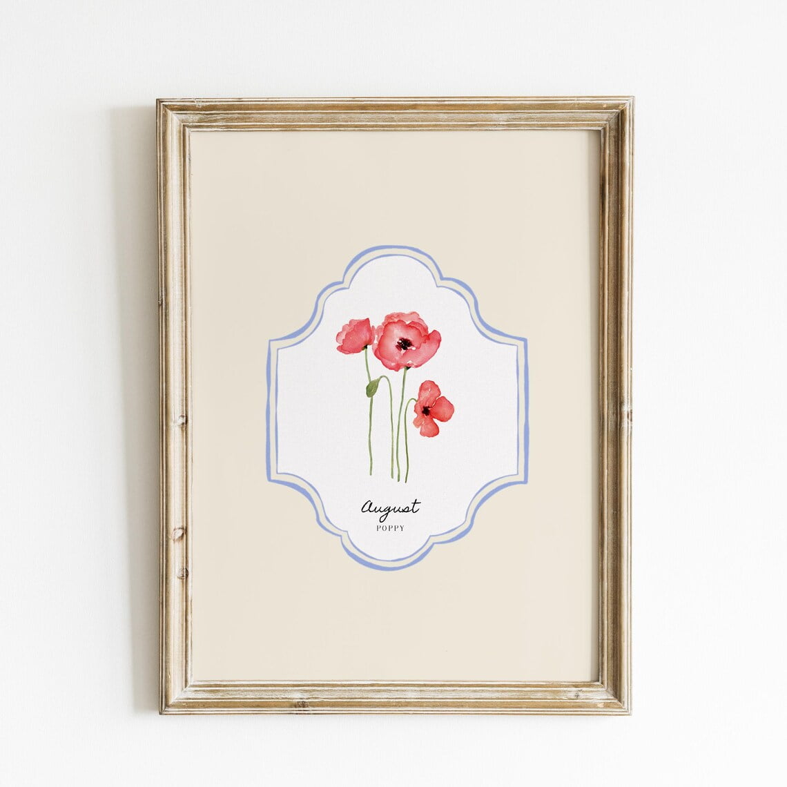August, Poppy, Birth Flower Illustration Vintage Painting, Botanical ...