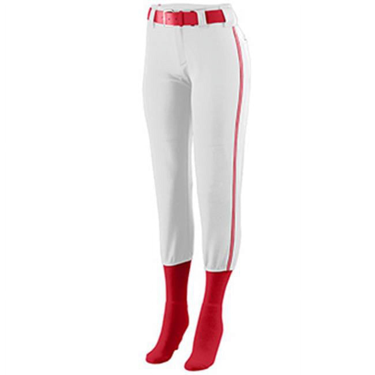 Augusta 1248A Ladies Low Rise Collegiate Softball Pant - White- Red ...
