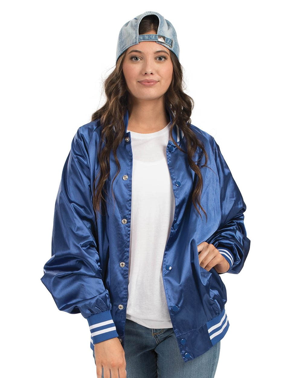 Augusta 3XL Satin Baseball Jacket/Striped Trim Light Pink/White 3610 ...