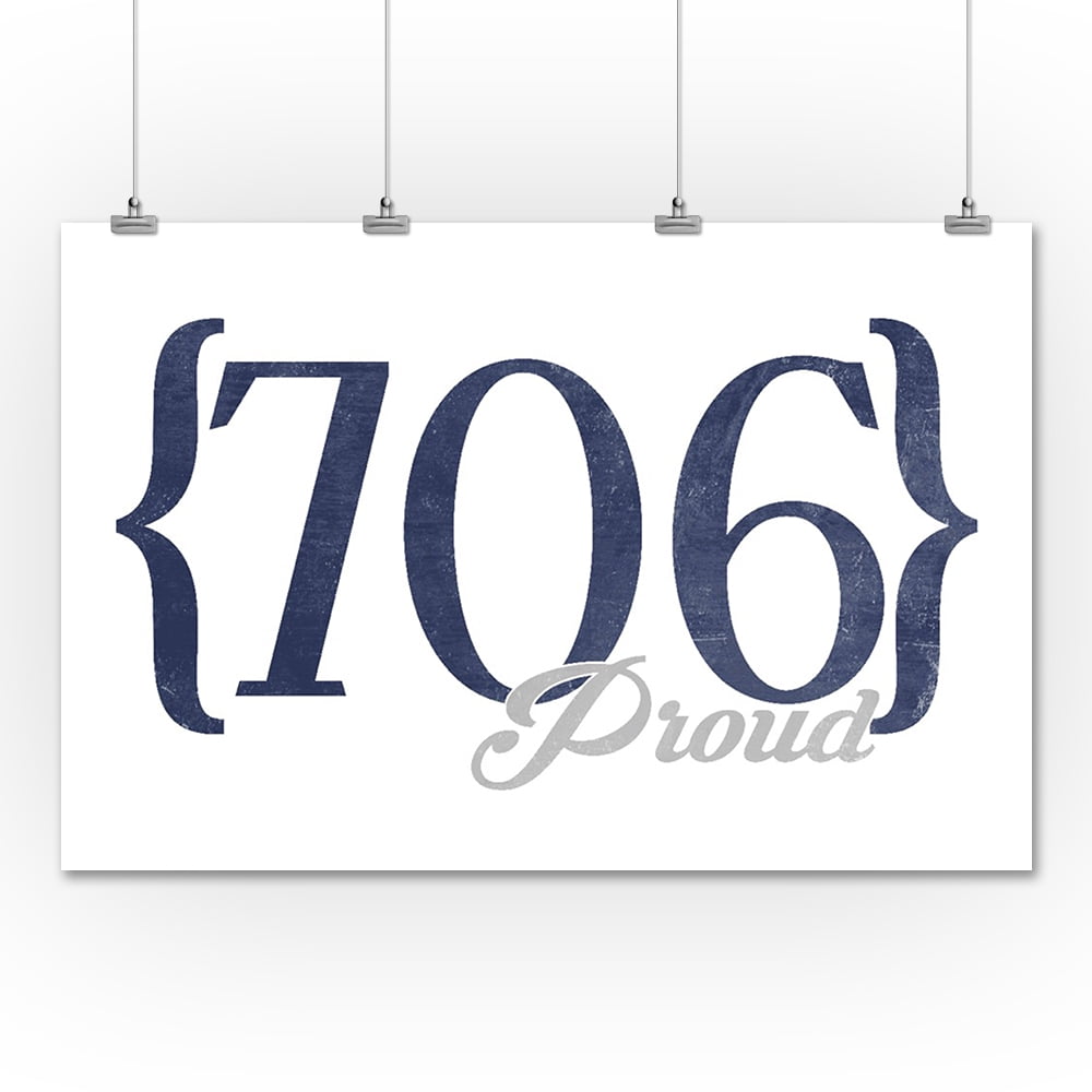 Augusta, Georgia - 706 Area Code (Blue) - Lantern Press Artwork (36x54 ...