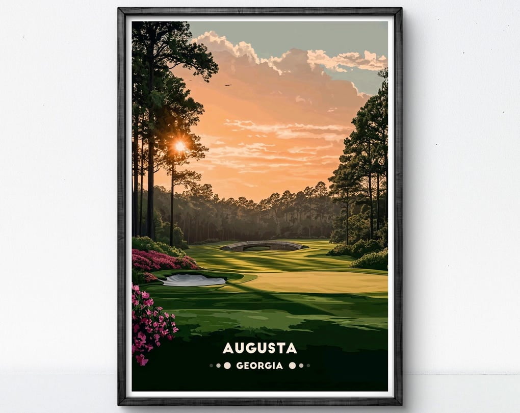 Augusta Golf Poster Georgia Golf Course Art Vintage Travel Azalea Golf ...