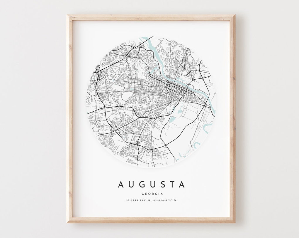 Augusta Map Print, Augusta Map Poster City Wall Art, Ga Road Map ...