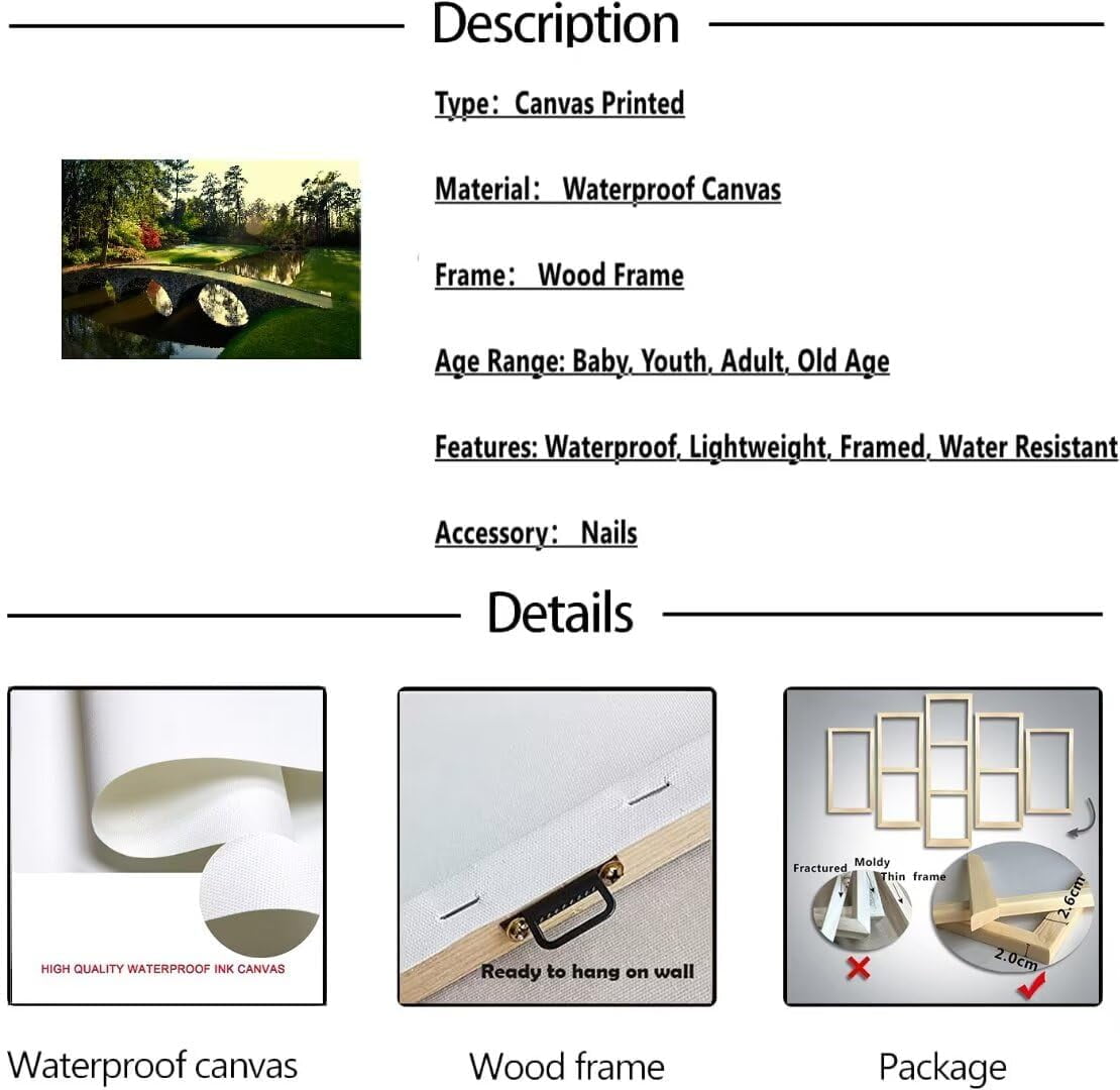 Augusta National Golf Course Wall Art for Living Room Bedroom Bathroom ...