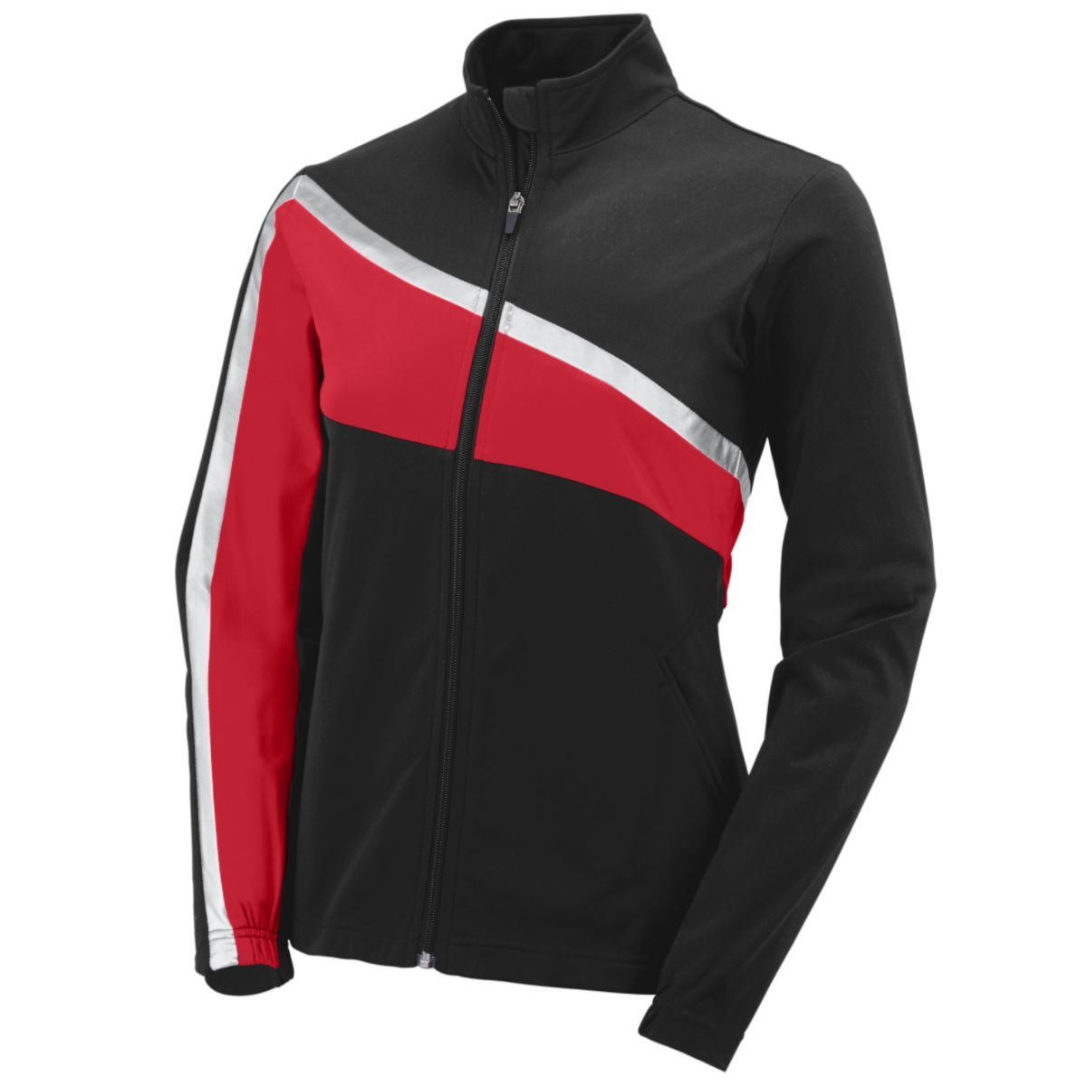 Augusta S Ladies Aurora Jacket Black/Red/Metallic Silver 7735 - Walmart.com