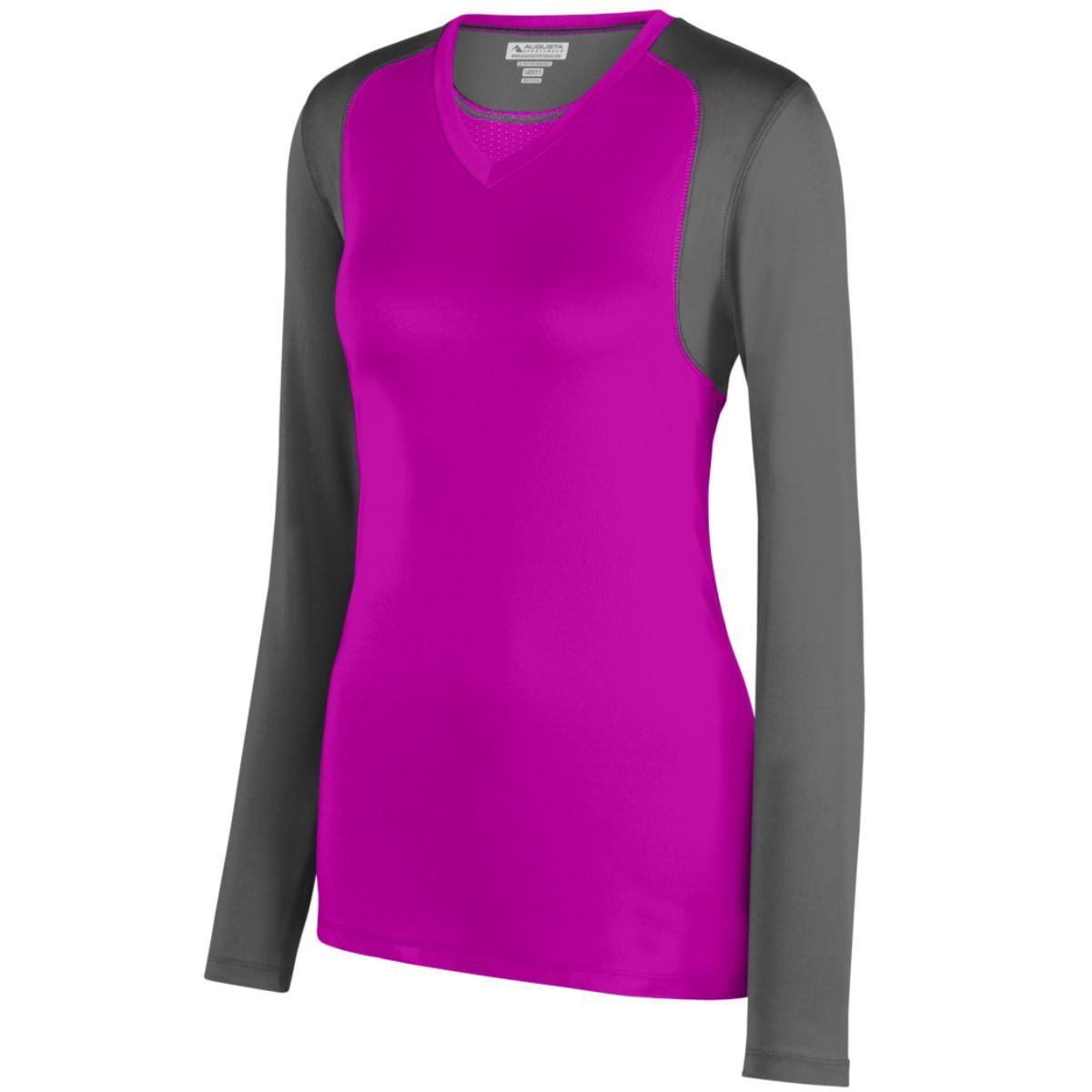 Augusta XL Ladies Astonish Long Sleeve Jersey Power Pink/Graphite 2522 ...