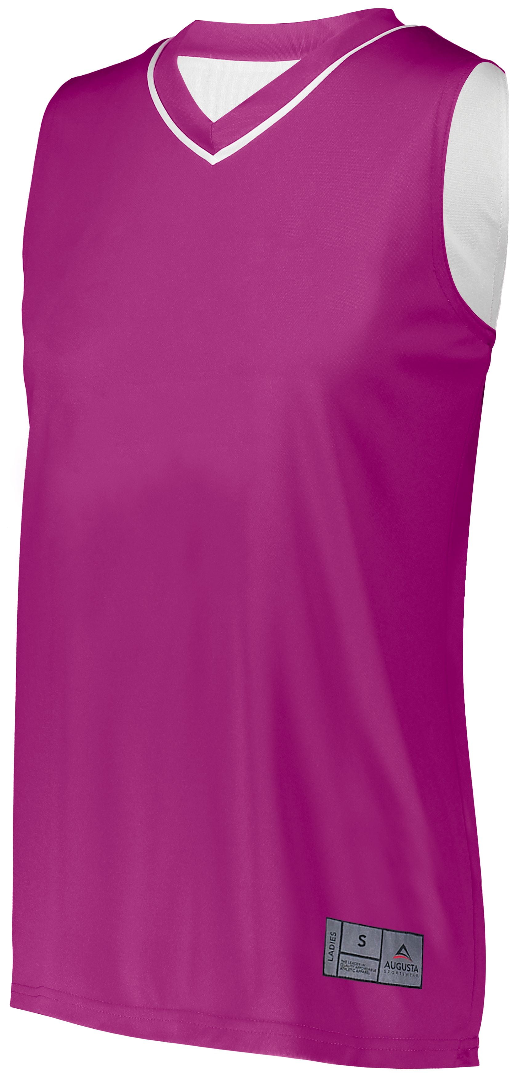 Augusta XL Ladies Reversible Two-Color Jersey Power Pink/White 154 ...