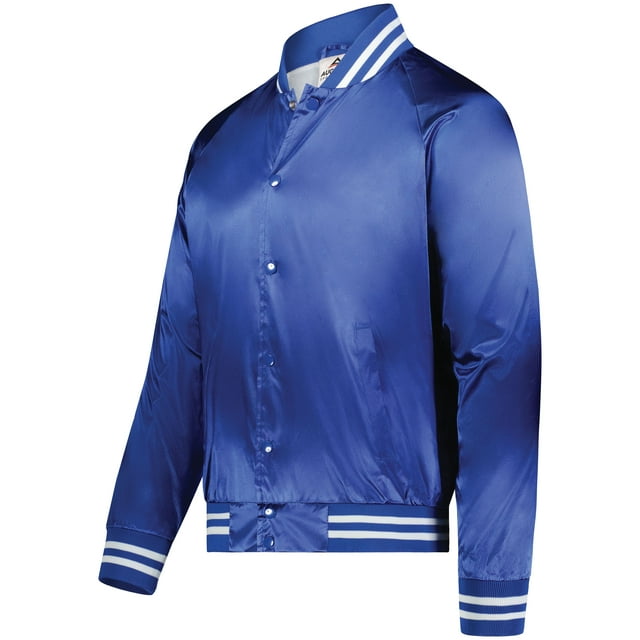 Augusta XS Satin Baseball Jacket/Striped Trim Royal/White 3610 ...
