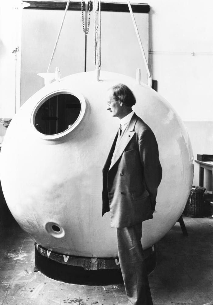 Auguste Piccard Beside The 'Nacelle' That Carried Him Into The ...