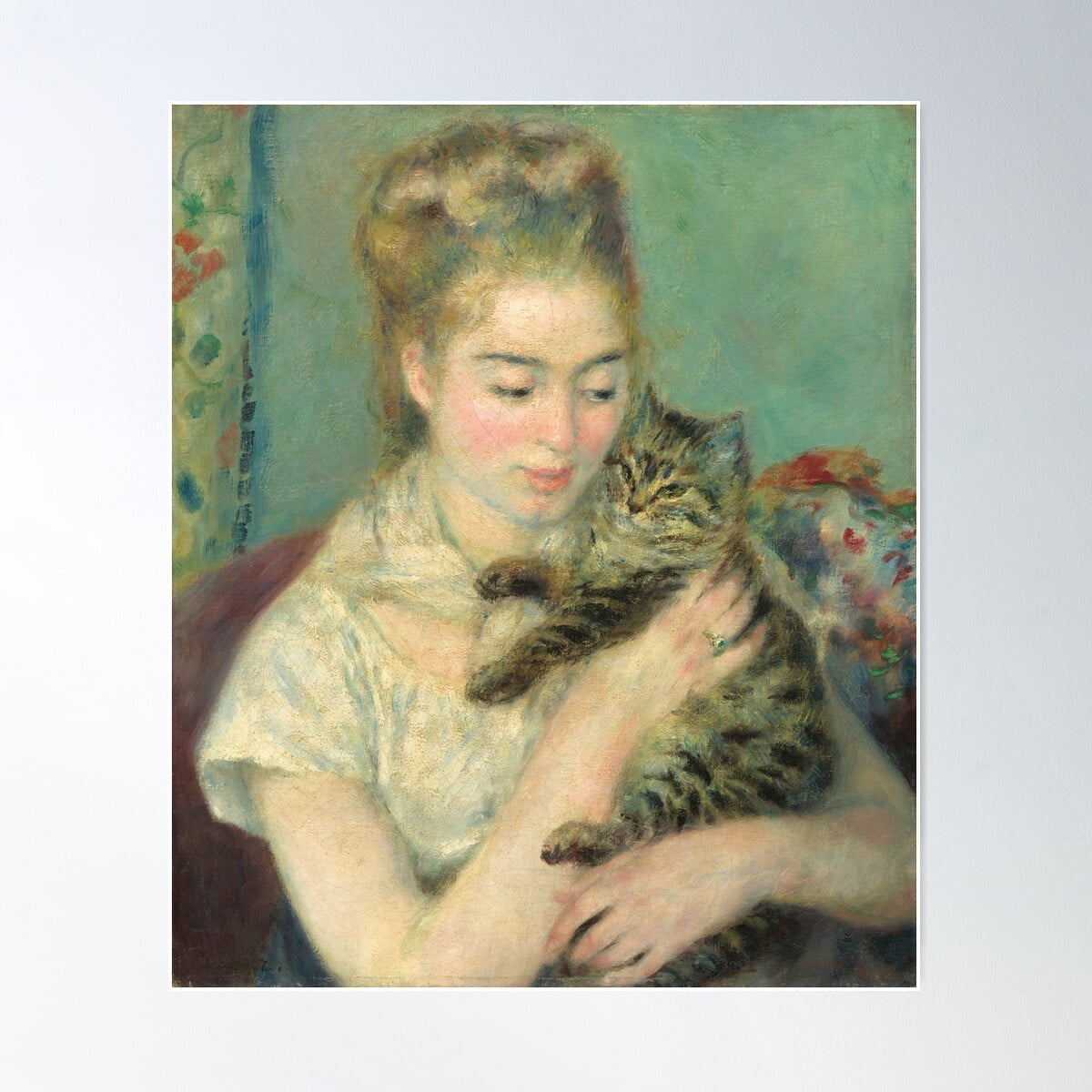 Auguste Renoir, Woman With A Cat, 1875 Painting Poster Wall Art, Modern ...