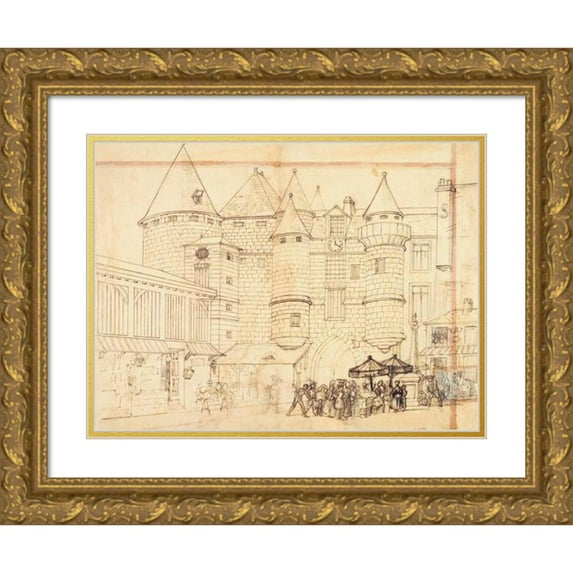 Auguste-Sébastien Bénard 18x14 Gold Ornate Wood Frame and Double Matted ...