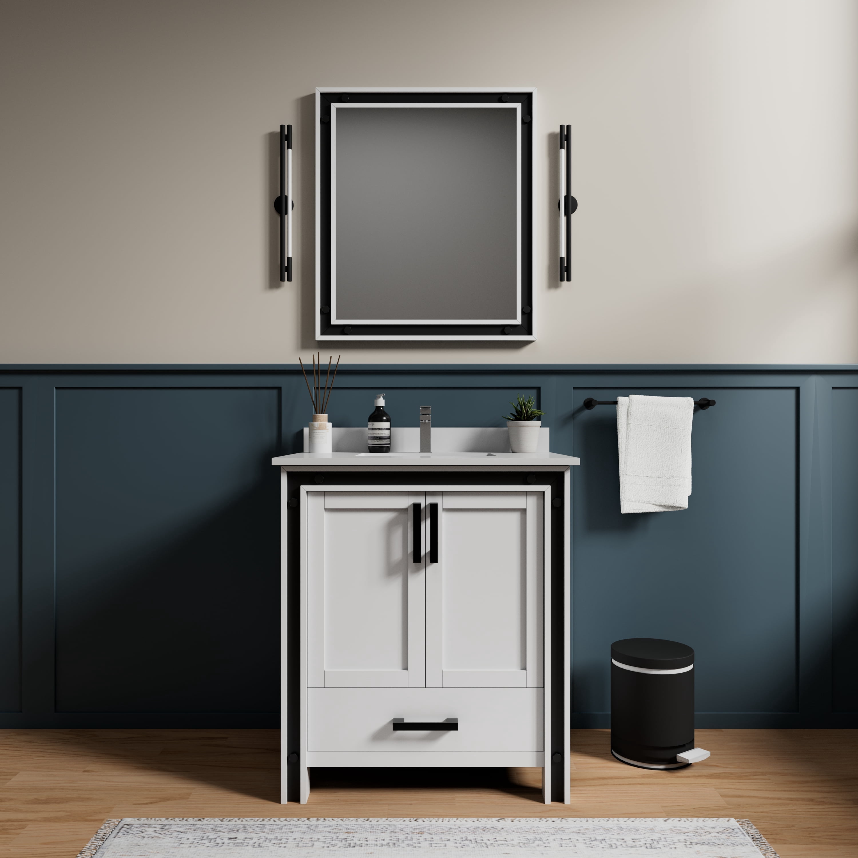 Augustine 30 in W x 22 in D White Single Bath Vanity and Cultured ...