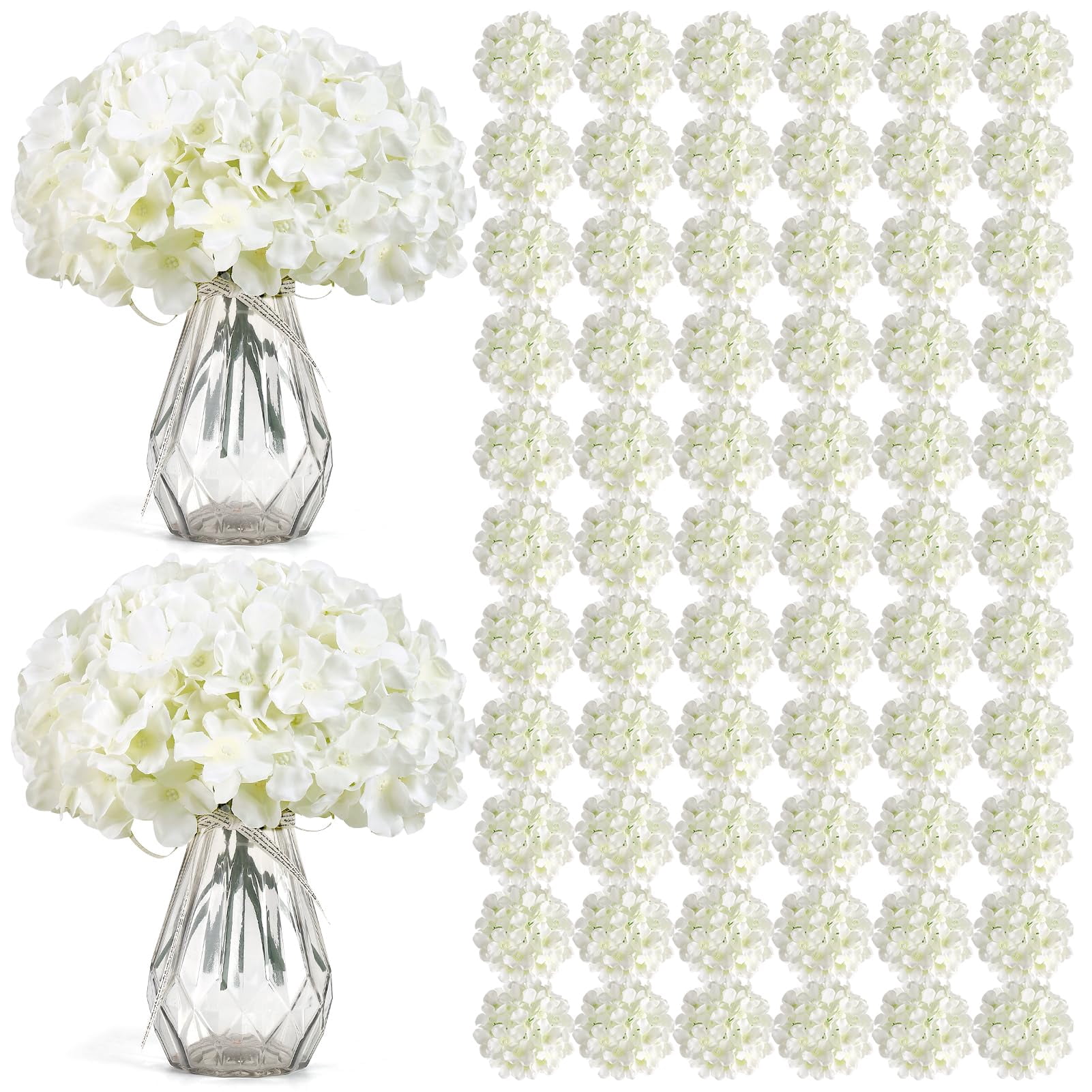 Auihiay 104 PCS Artificial Hydrangea Flowers, Silk Hydrangea Artificial ...