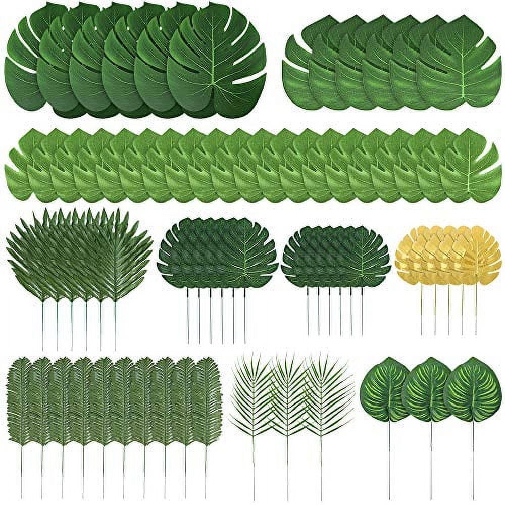 Auihiay 70 Pieces 10 Kinds Artificial Palm Leaves Tropical Leaves ...