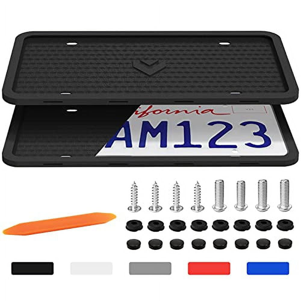 Aujen Silicone License Plate Frames 2 PCS for US Standard Car, 100% ...