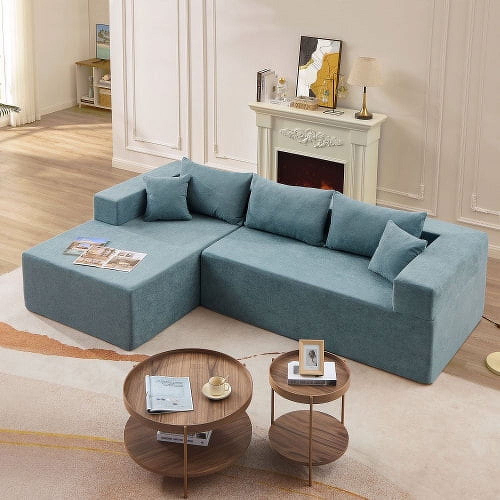 Aukfa 107" L-Shaped Sofa Couch, Pure Sponge Sleeper Sofa Bed with 5 ...