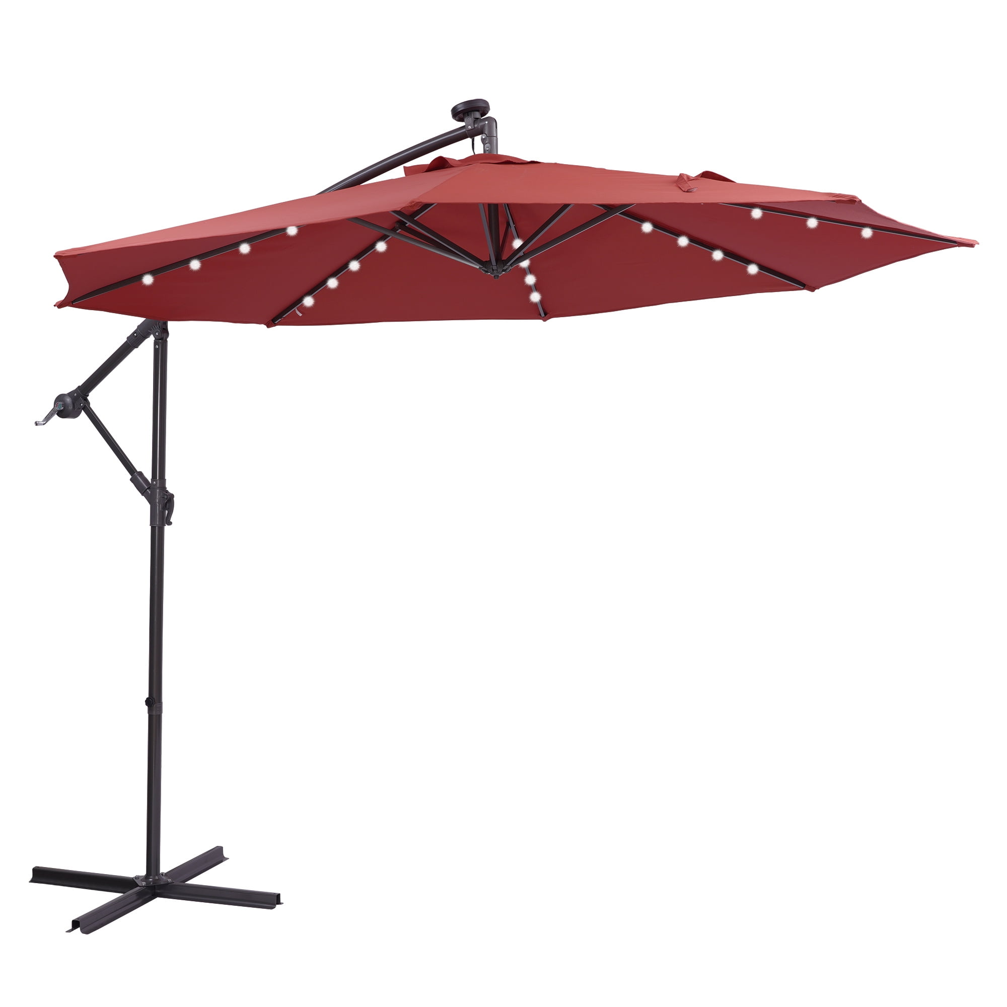 Aukfa 10ft Solar LED Lighted Patio Umbrella w/ Tilt Adjustment - UV ...